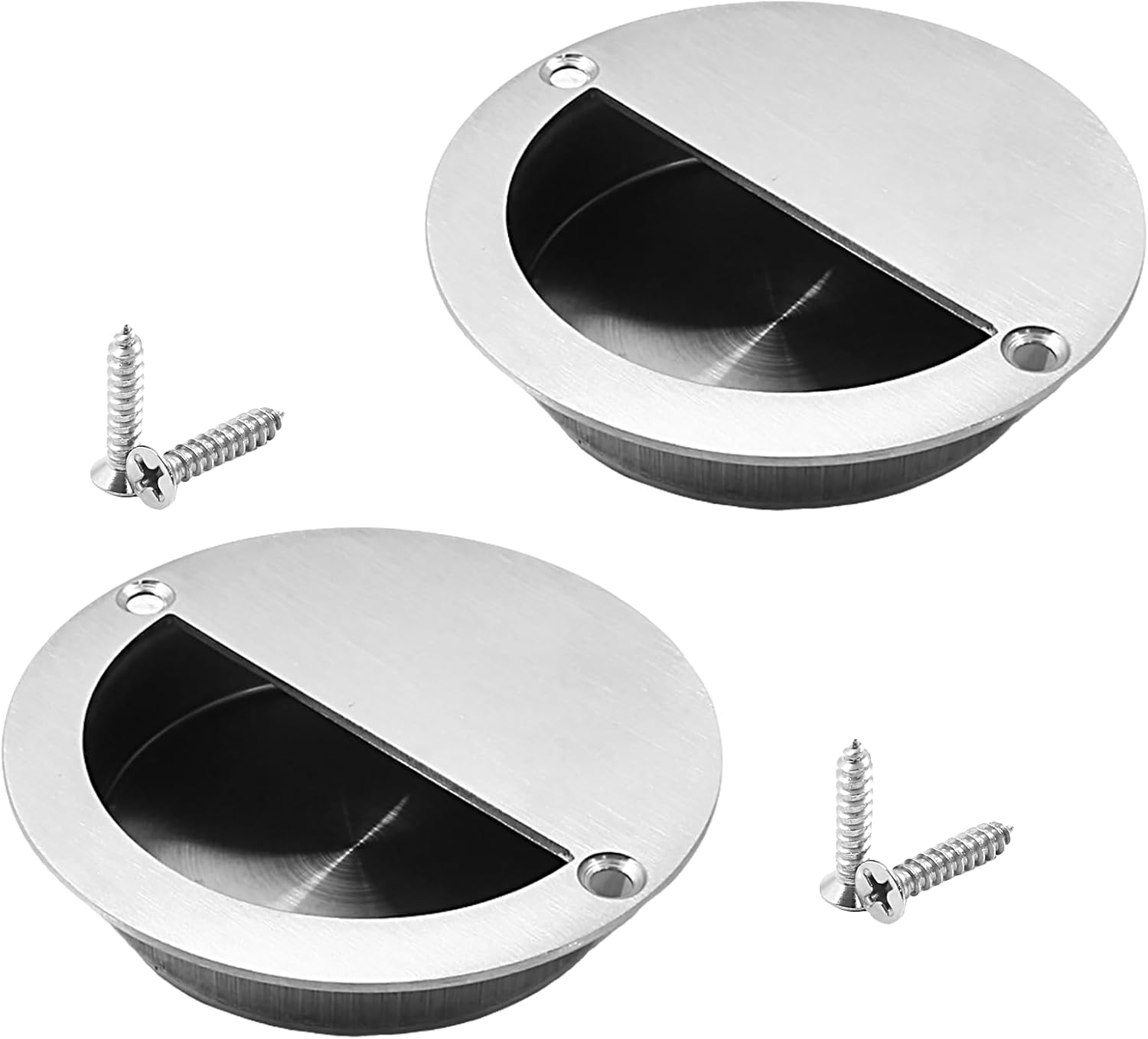 Waziaqoc 2 Packs Round Recessed Door Handle, Stainless Steel Hidden ...