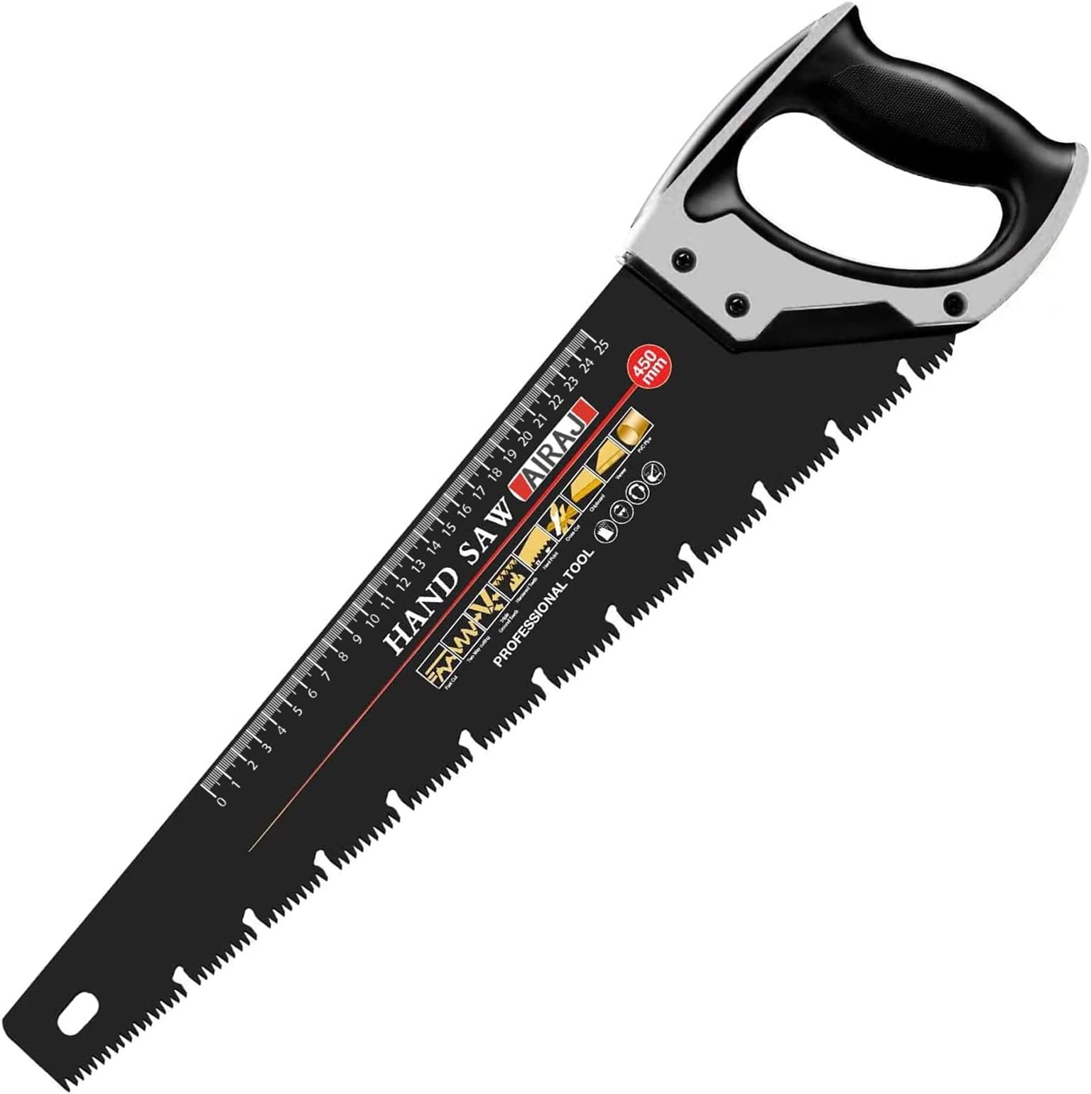 AIRAJ 450MM Hand Saw, 8TPI Fine Cutting Heavy Duty Pruning Saw, Unique ...