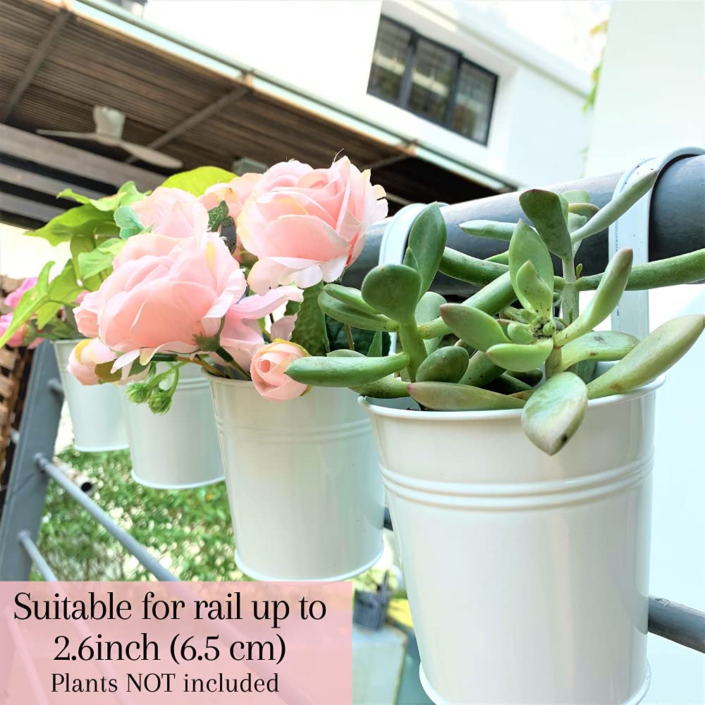 LaLaGreen 6 Inch Hanging Planter Iron - 10 Pack, White Large Metal ...