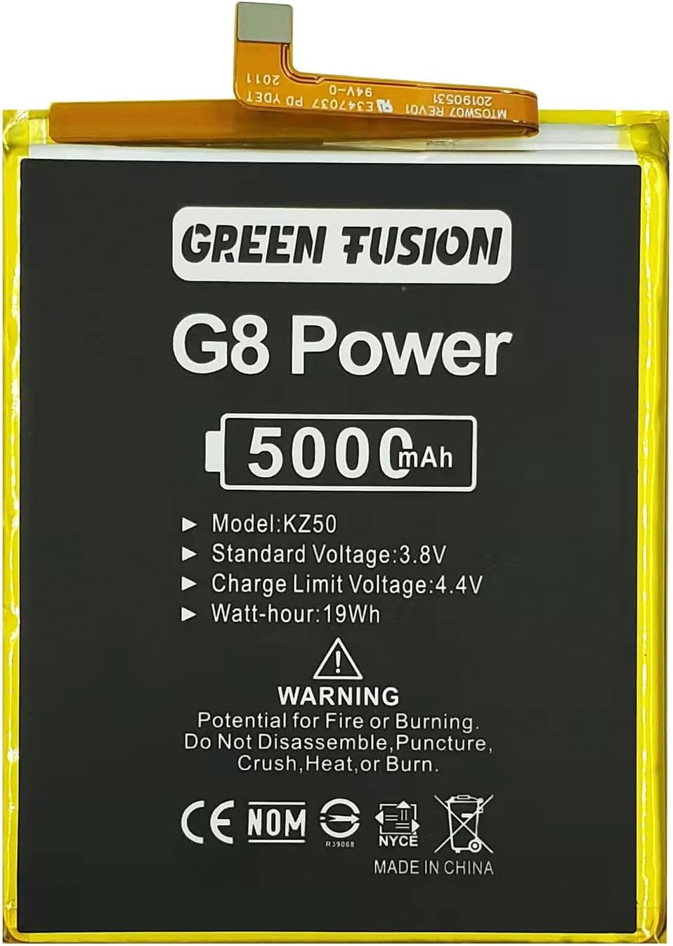 Amazon.com: GREEN FUSION KZ50 Battery for Moto G Power 2020 & G8 Power ...