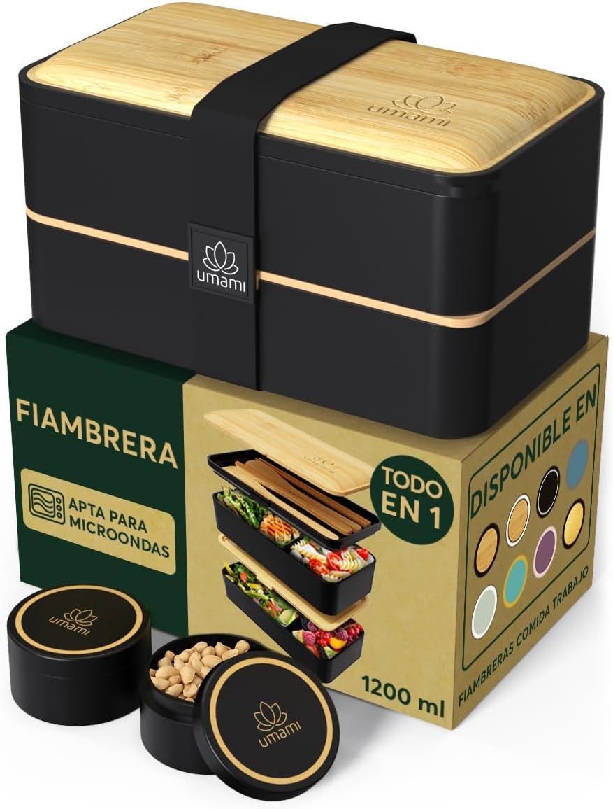 Umami Bento Lunch Box, 2 Recipiente 4 Cubiertos, Compartimentos Estilo ...
