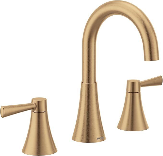 Moen Ronan Bronzed Gold Two-Handle Widespread Modern Bathroom Faucet ...