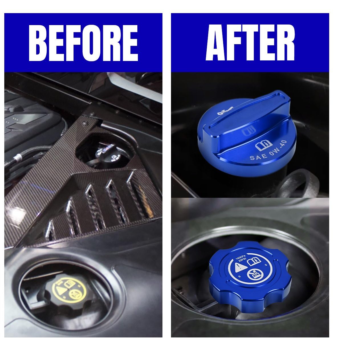 Corvette Engine Oil Cap Radiator Cap Windshield Washer Tank Cover Trim ...