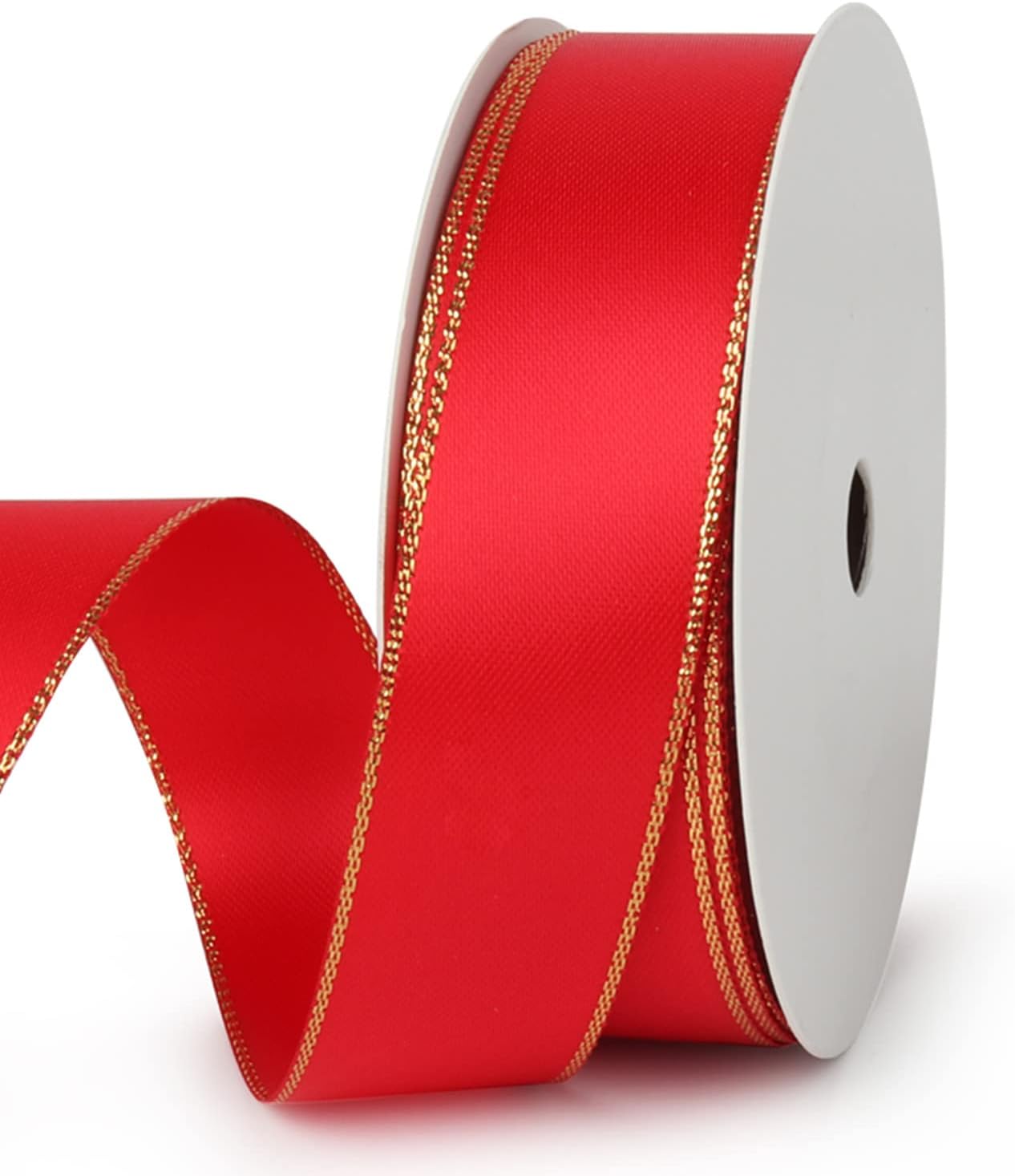 Amazon.com: VIVIQUEN Red Double Faced Satin Ribbon with Gold Edge, 1 ...