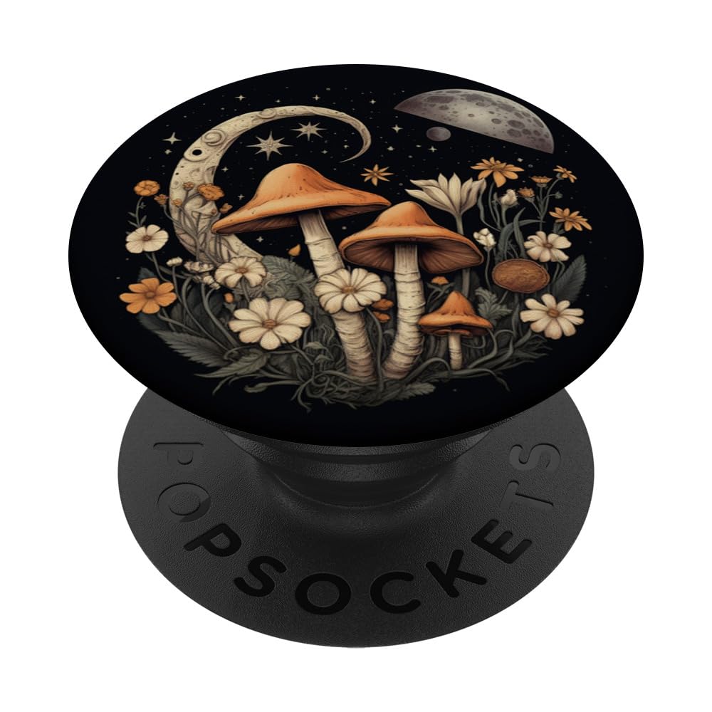 Mushroom Stars Flowers Night Aesthetic PopSockets Adhesive PopGrip ...