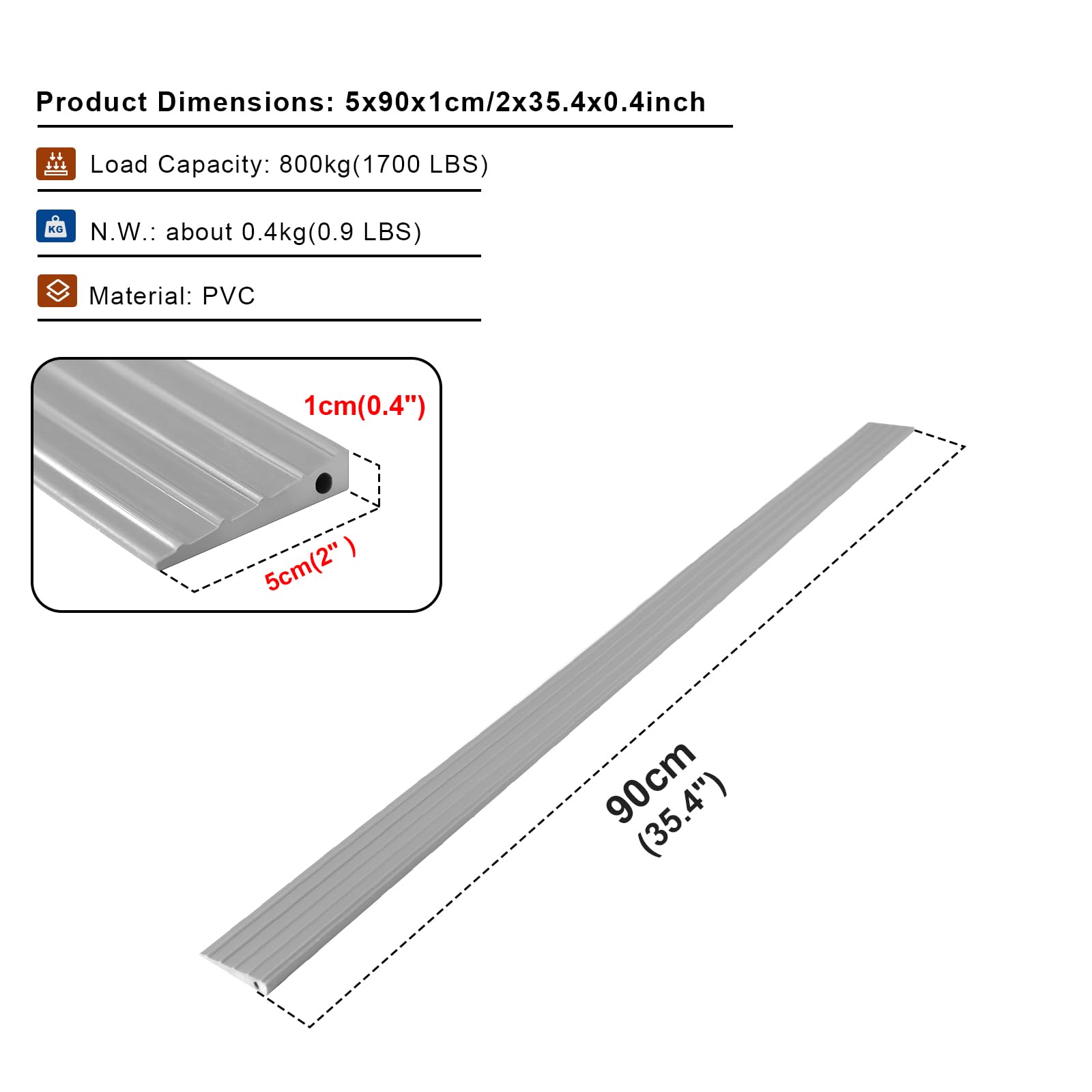 LIEKUMM 1cm Rise Threshold Ramps for Wheelchairs, 800kg Capacity Door ...
