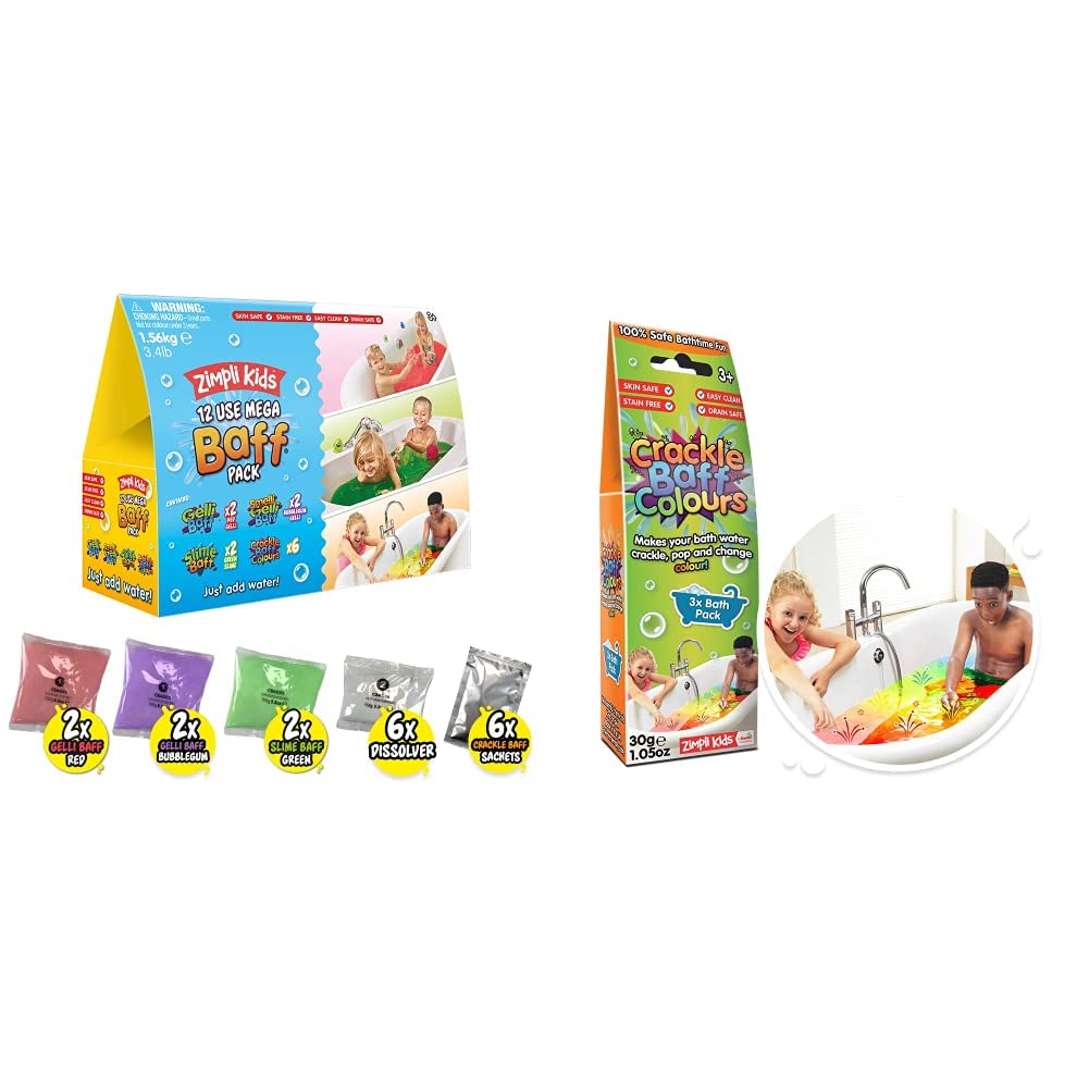 12 Use Mega Value Baff Pack from Zimpli Kids, 4 x Gelli Baff, 2 x Slime ...