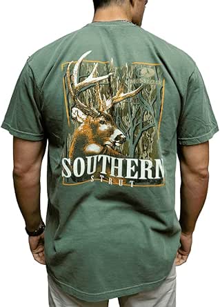 SOUTHERN STRUT Men's Athletic T-Shirt Deer Hunting Woodland Camo (as1 ...