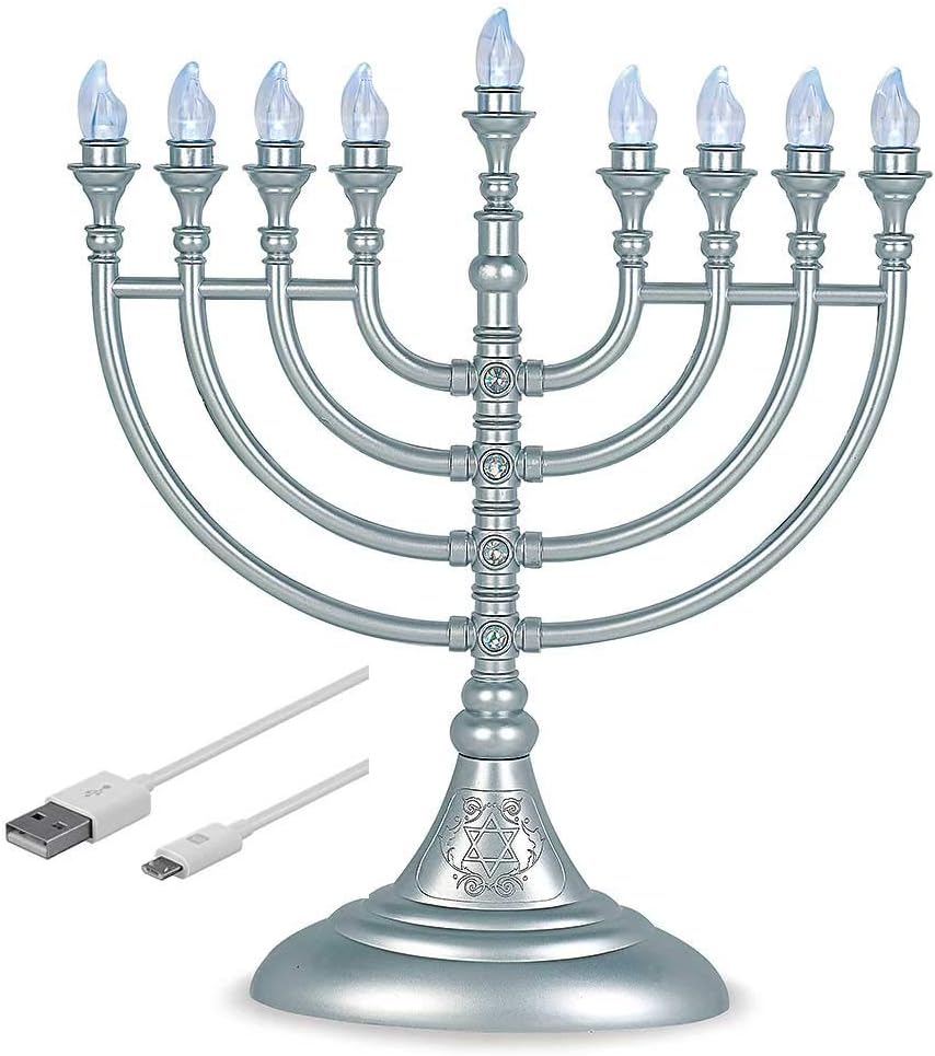 Amazon.com: Aviv Judaica Traditional Hanukkah LED Electric Menorah ...