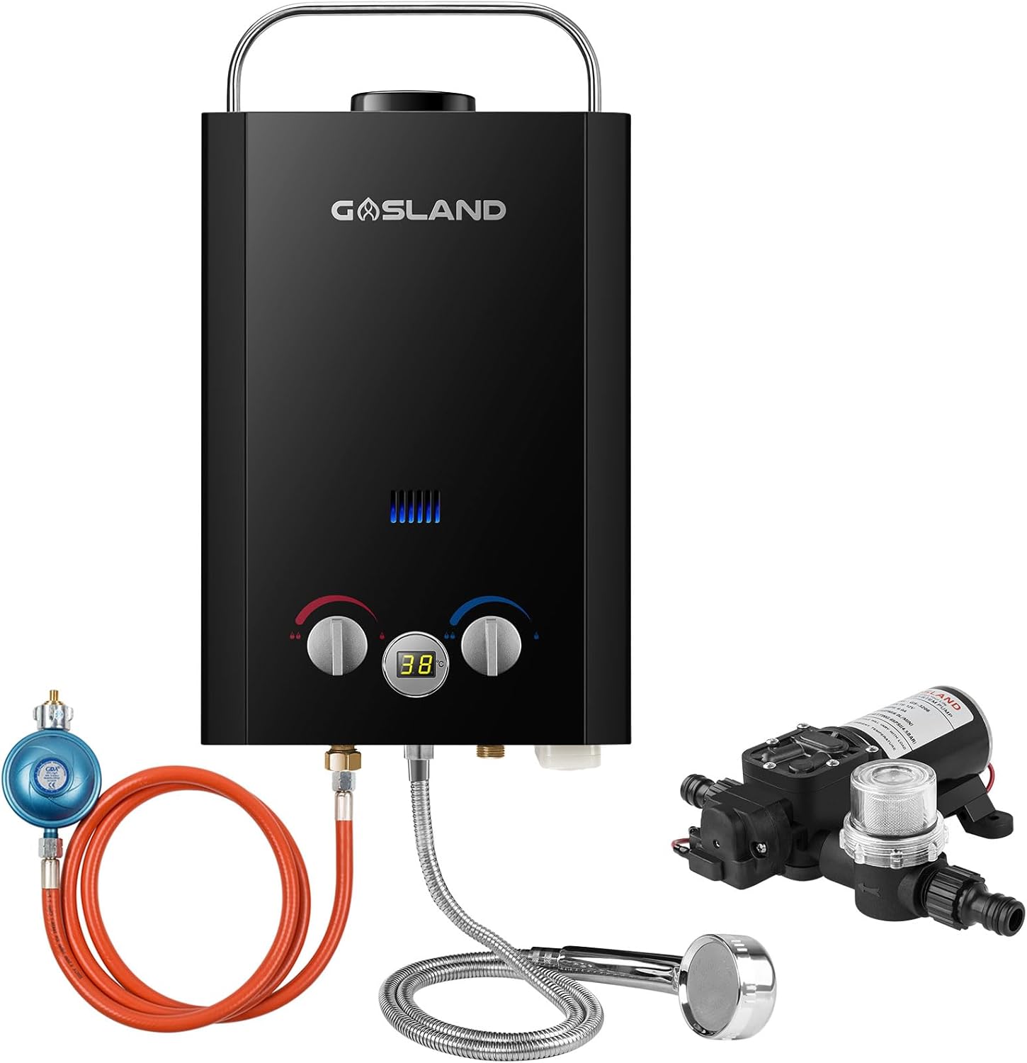 GASLAND BE158B 6L Gas Water Heater with 6L Water Pump 12V, Tankless ...