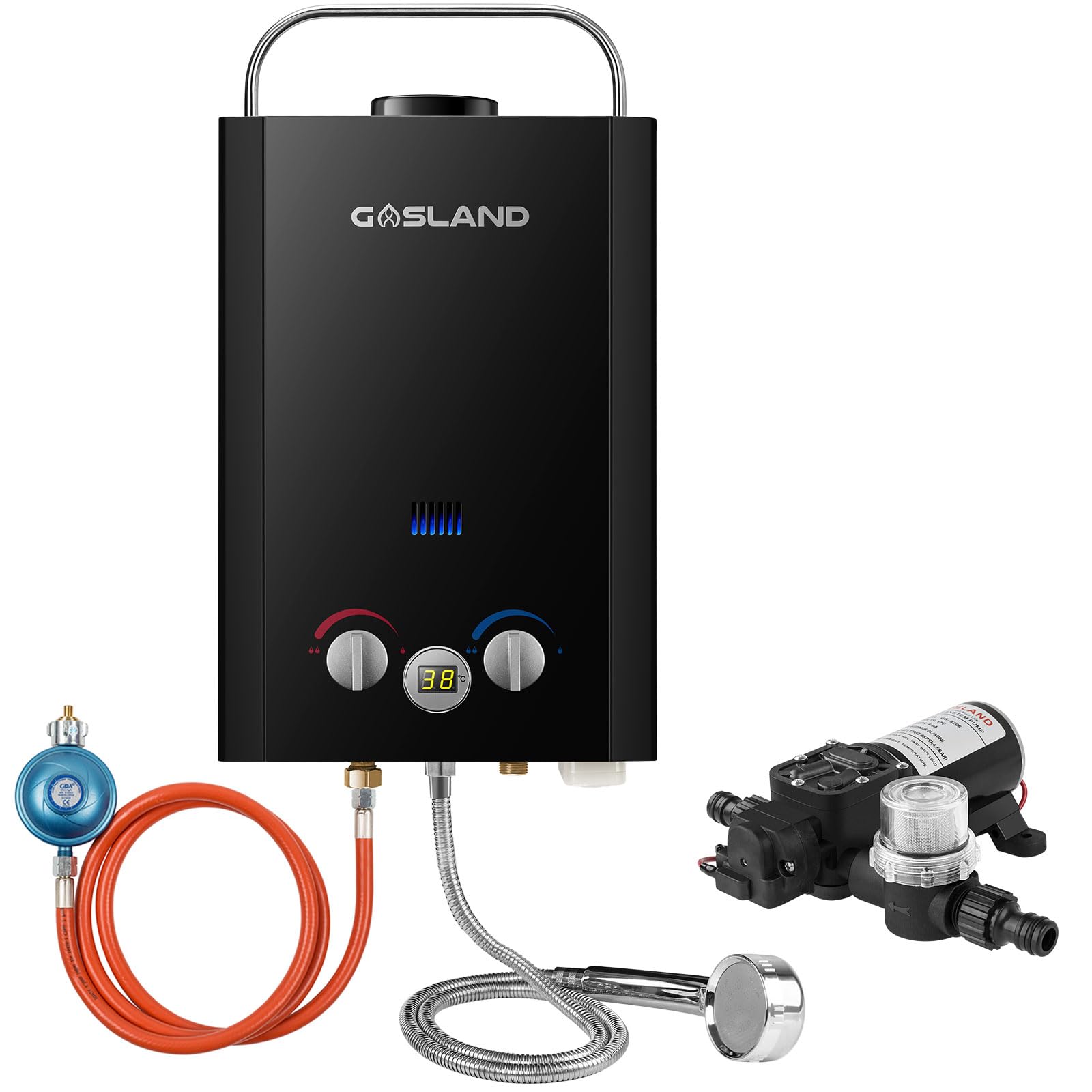 GASLAND BE158B 6L Gas Water Heater with 6L Water Pump 12V, Tankless ...