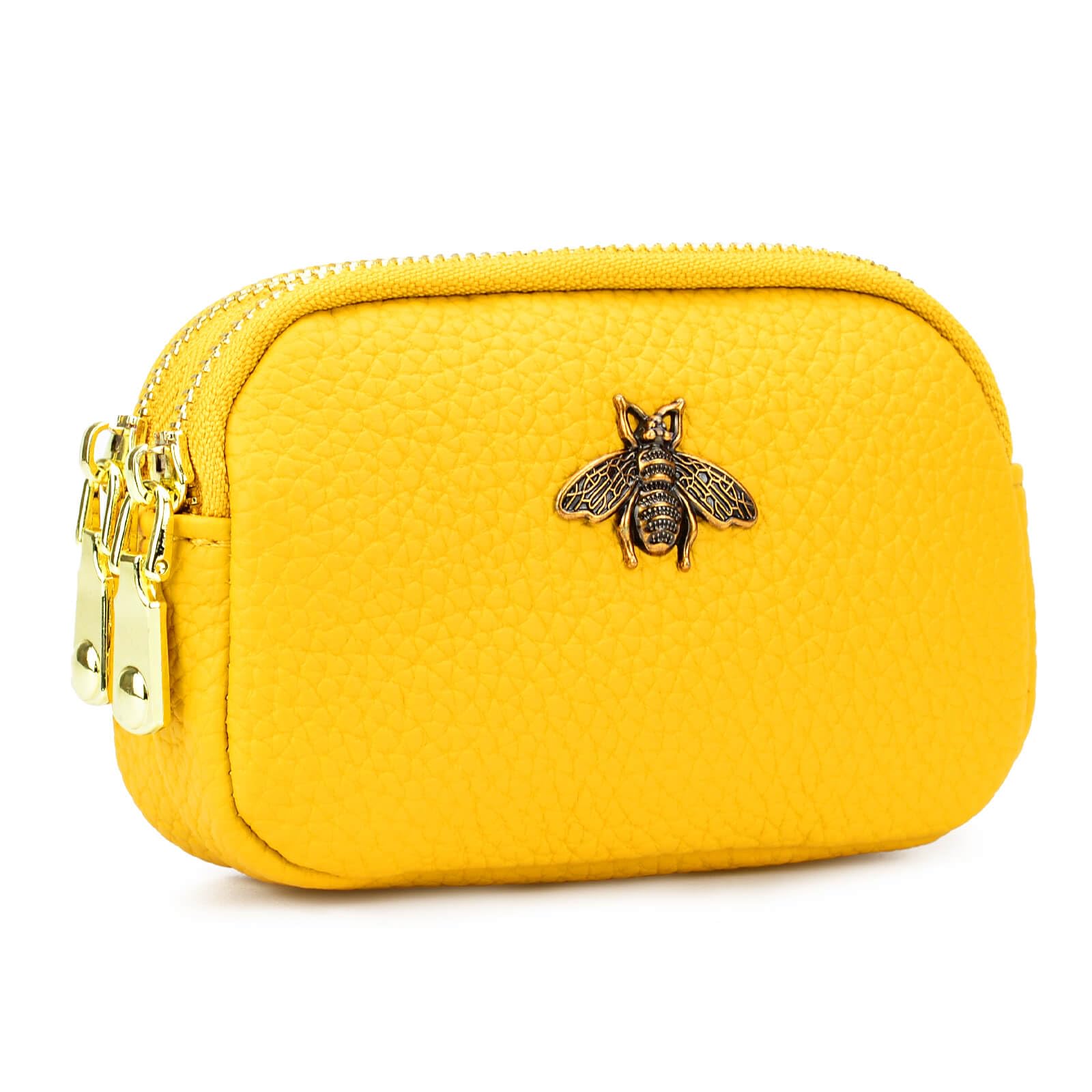 Amazon.com: WOZEAH Leather Coin Purse for Women Small 2 Zipper Change ...