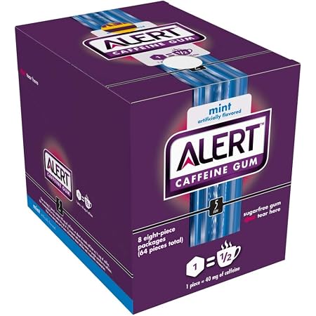 Amazon.com : 5 GUM Alert Caffeine Mint Chewing Gum 8 Pieces (8 Pack ...