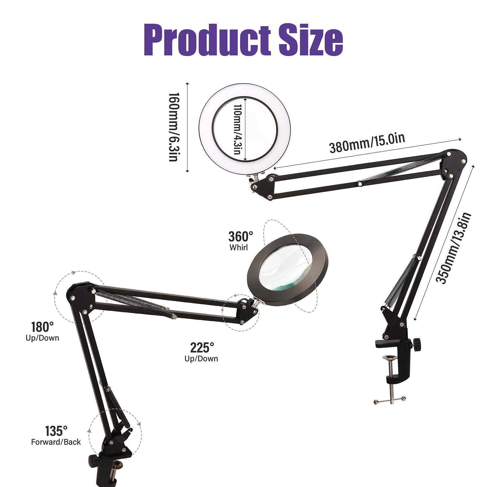 Magnifying Glass with Light and Stand Stepless Dimming-8X Magnifing ...