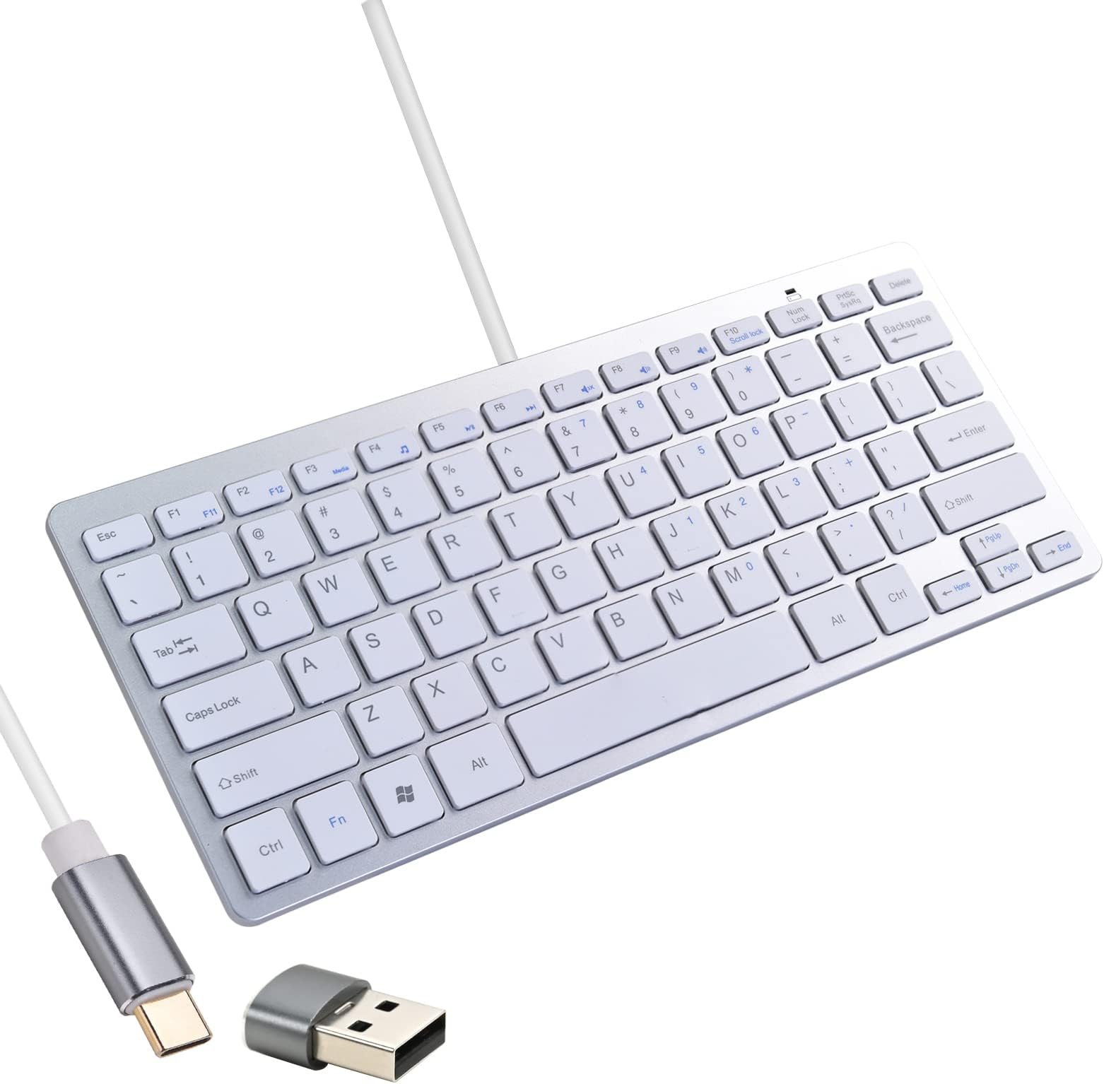 iKKEGOL Mini USB Slim Wired 78 Key Small Super Thin Compact Keyboard ...
