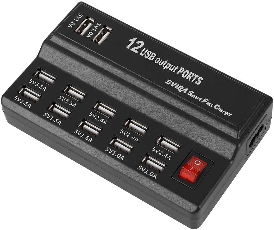 01 Cargador de Carga rápida Dispositivos múltiples Seguros 12 Puertos 12 Puertos Hub USB ...