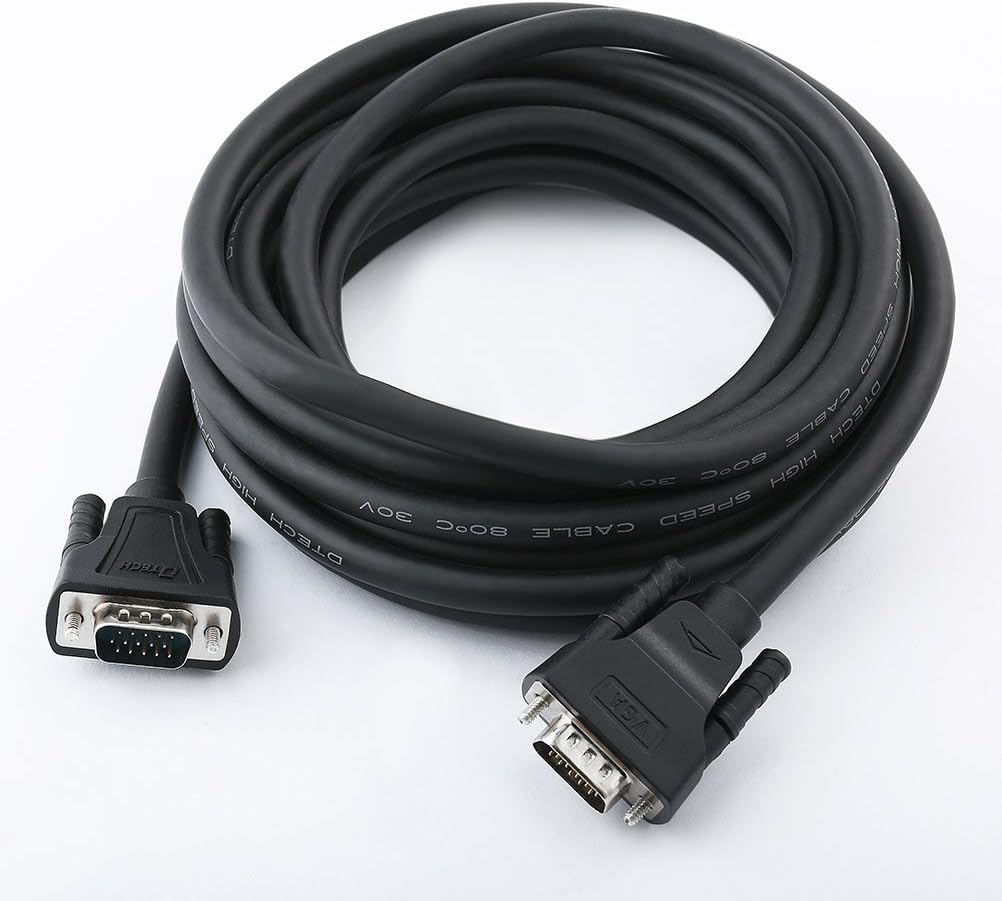 Amazon.com: DTech 25ft Ultra Thin Flat Type Computer Monitor VGA Cable ...