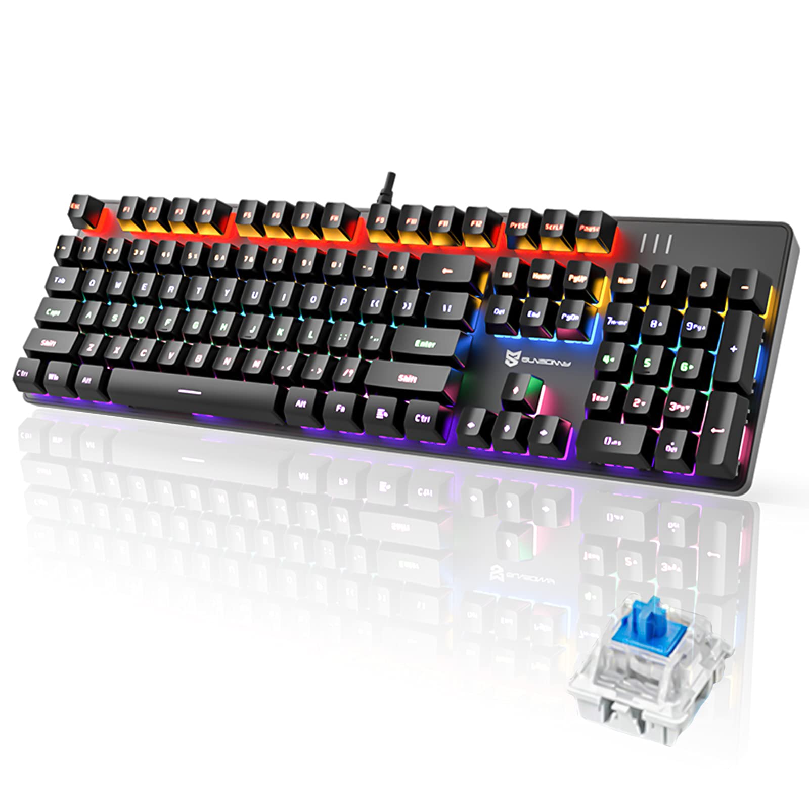 Buy Mechanical Gaming Keyboard,Wired Mechanical Keyboard 104 Keys Anti ...