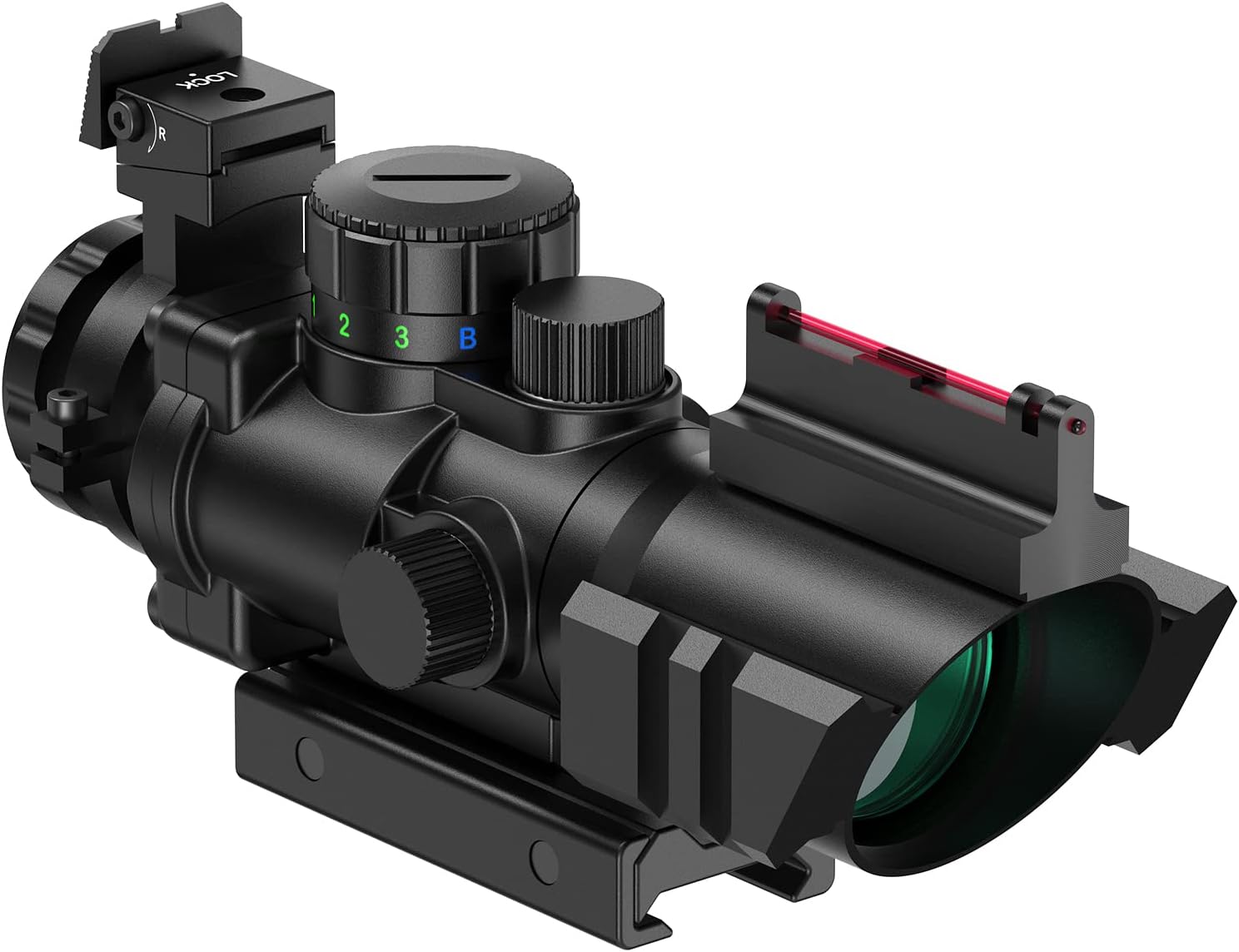 Feyachi R122 Rifle Scope, 4X32mm Red/Green/Blue Illuminated Rapid Range ...