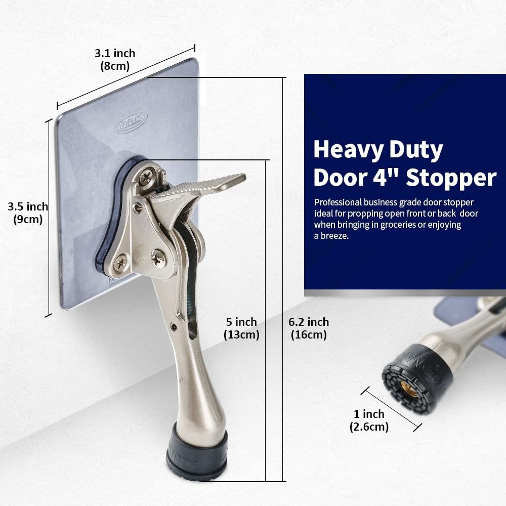 Snapklik.com : HOME&I Kick Down Door Stopper, Adjustable 4" Door Stop