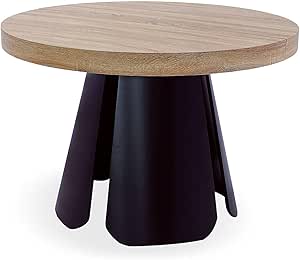 Menzzo Table Ronde Extensible Henriette Chêne Clair Pieds Noir : Amazon ...