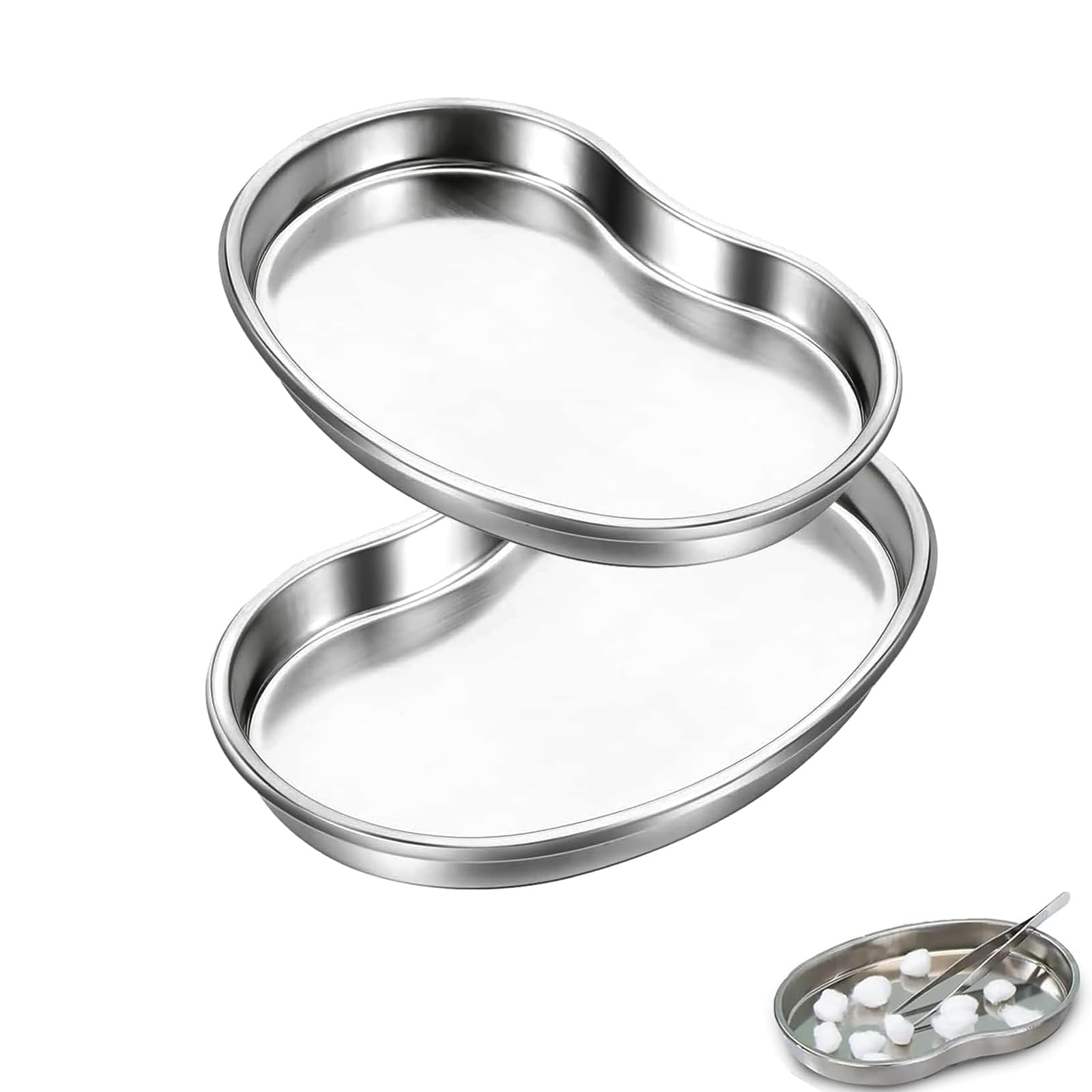 2 PCS Kidney Dish, Stainless Steel Kidney Tray, Small Instrument Tray ...