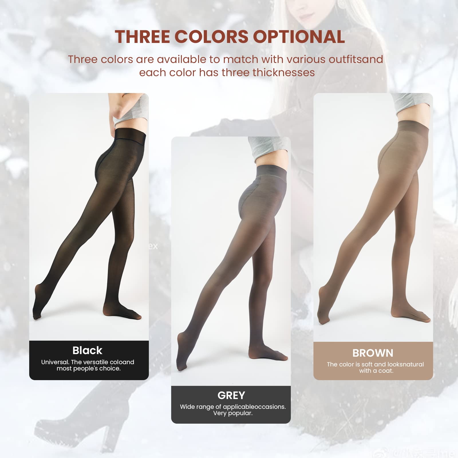 Snapklik.com : X-CHENG Fleece Lined Tights Sheer Winter