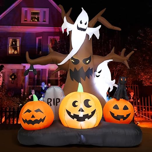Amazon.com: GOOSH 8 FT Halloween Inflatables Tree Outdoor Decorations ...