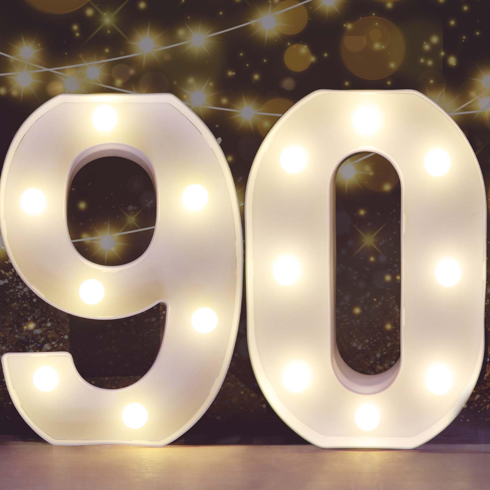Pooqla Decorative Led Light Up Number Letters, White Plastic Marquee ...