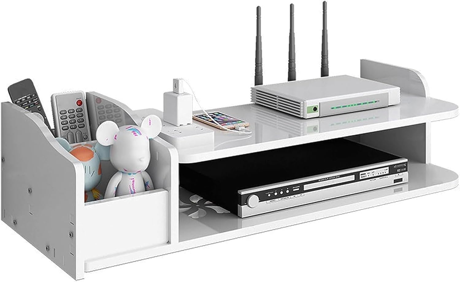 Amazon.co.jp: Floating Wall Shelf WiFi Router Storage Rack Under TV ...