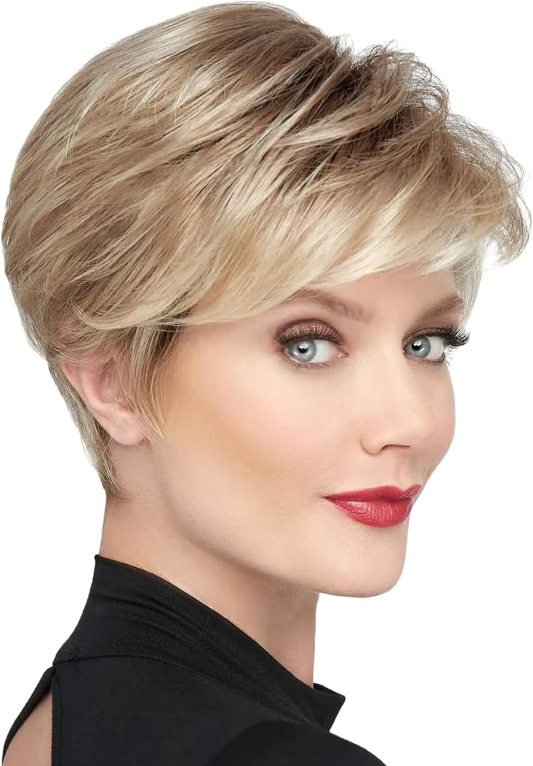 Amazon.com : BECUS Short Blonde Wigs for White Women Black Women Pixie Cut Wig Pixie Layered ...
