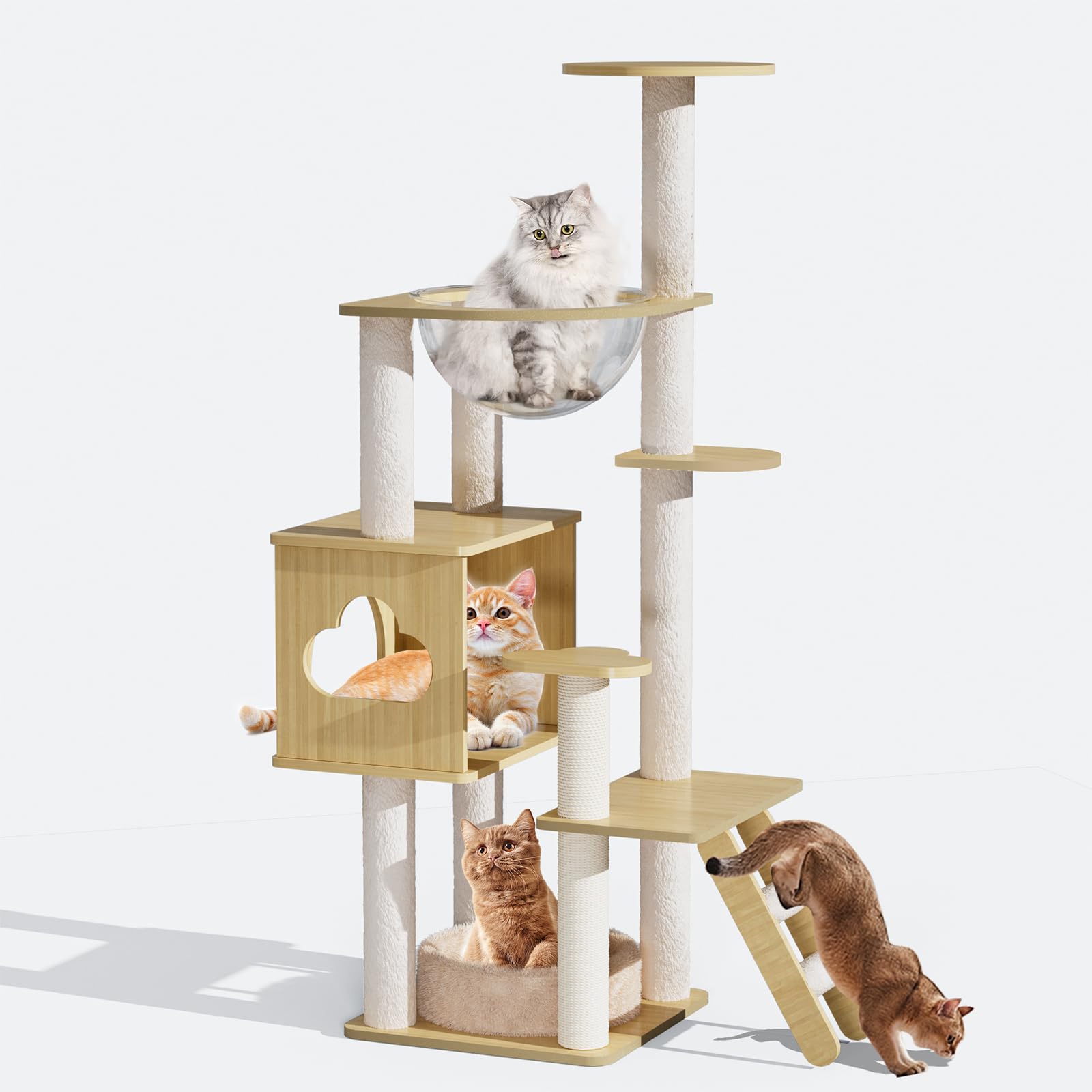 Sthdofrpaits Modern Wooden Cat Tree 51in Tall Wood Cat Towers Kitten sthdofrpaits-modern-wooden-cat-tree-51in-tall-wood-cat-towers-kitten