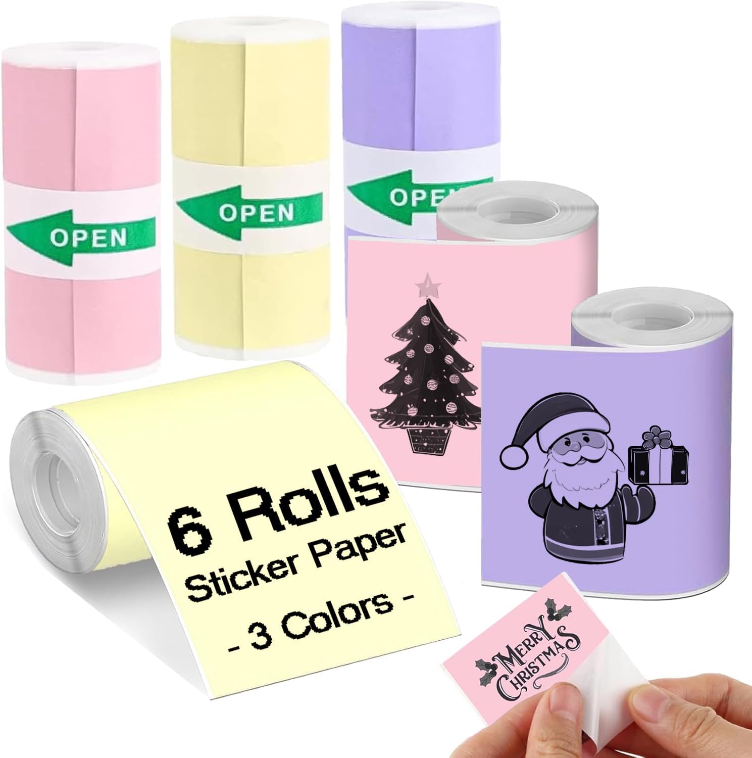 Amazon.com : HUIJUTCHEN 9 Rolls Mini Printer Sticker,57X25mm,Thermal ...
