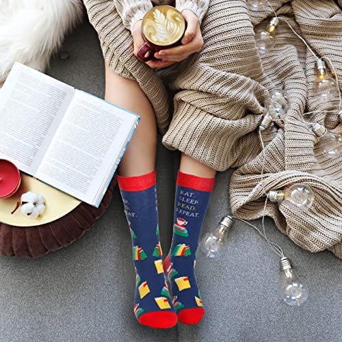 Amazon.com: Vicenpal 5 Pairs Women's Reading Book Socks Christmas ...