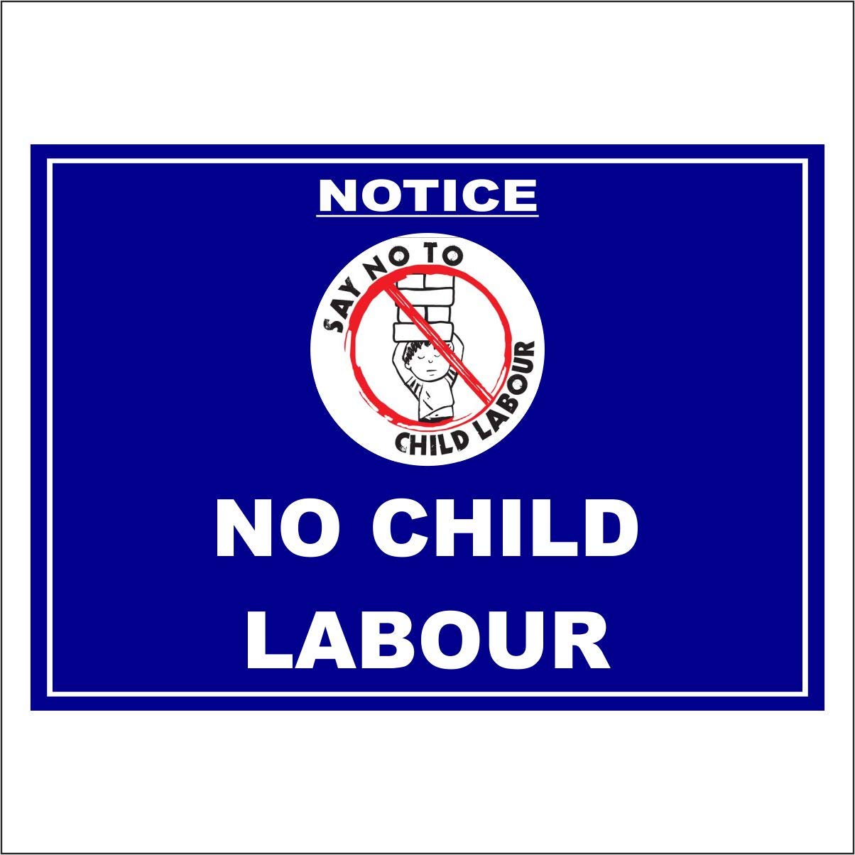 No child labour Sign board in 3mm thick foam sheet (12" X 8") : Amazon ...