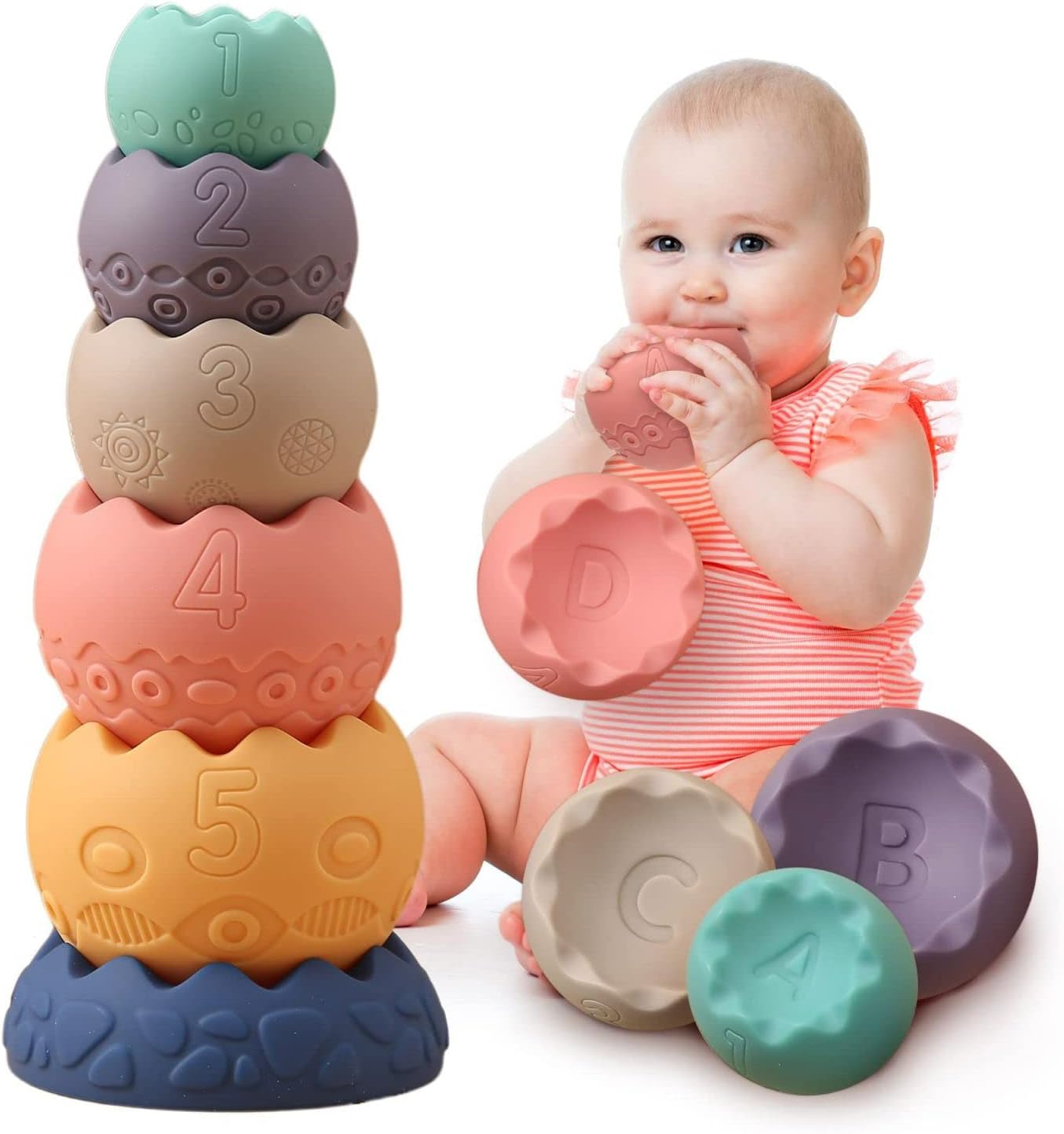 Arabest Baby Soft Blocks, Sensory Balls for Infants, Soft Stacking ...