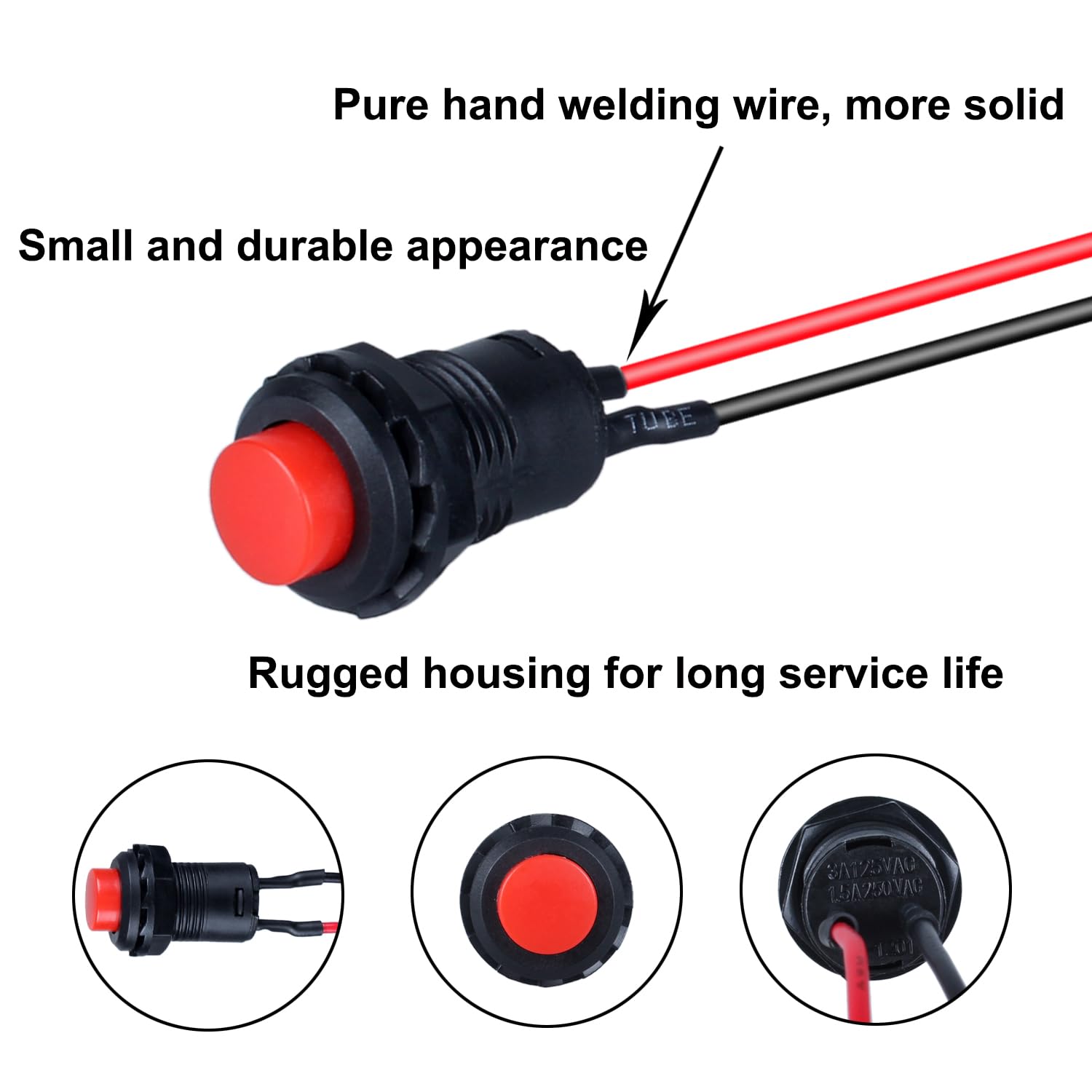 Snapklik.com : DMWD 12-Pack 12mm Mini Latching Push Button Switch AC ...