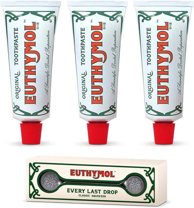 Euthymol Original Toothpaste 75ml x 3 + Euthymol Toothpaste Squeezer x ...