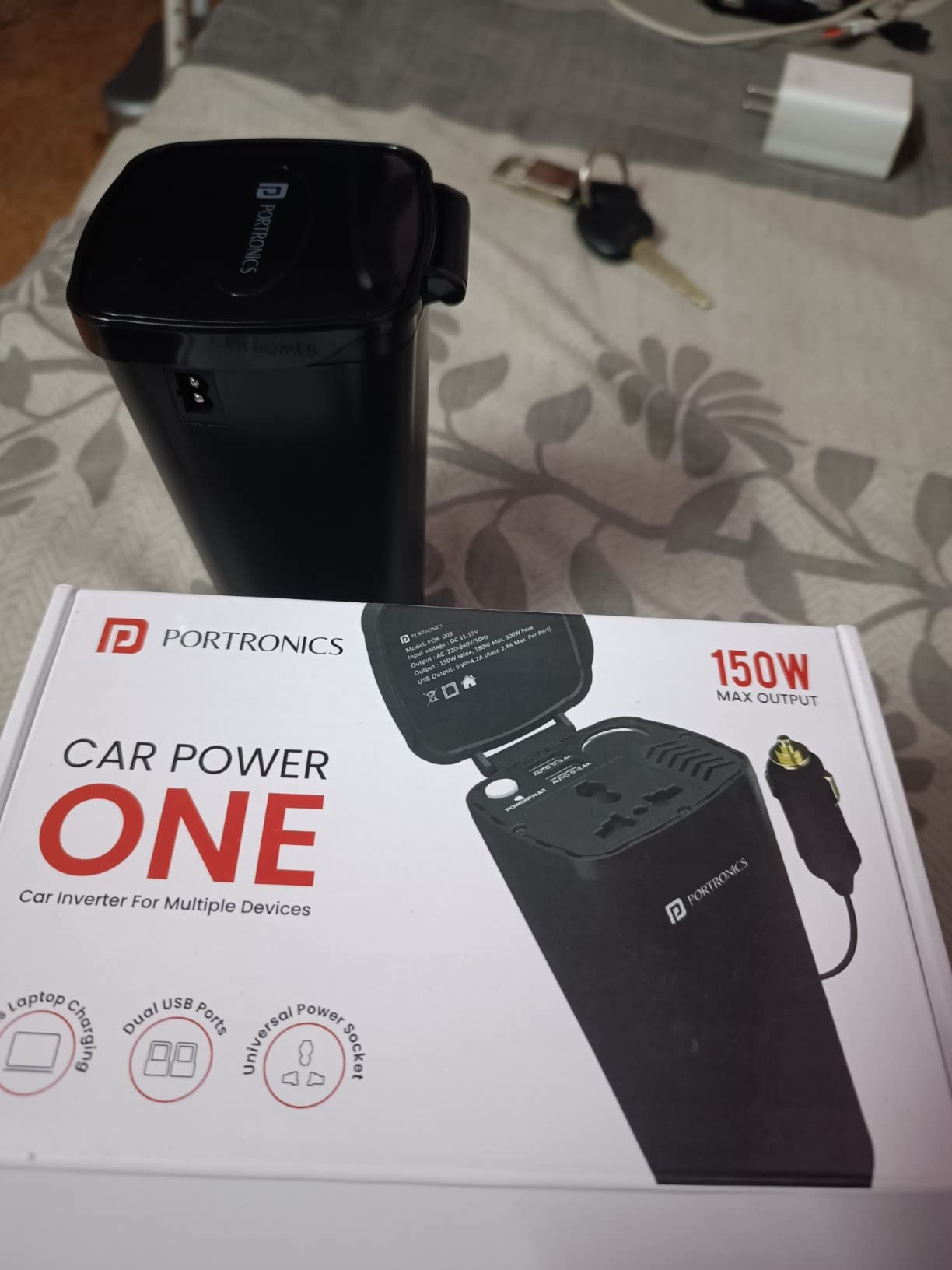 Portronics 150W Car Power II Car Inverter Adapter for Laptop ...