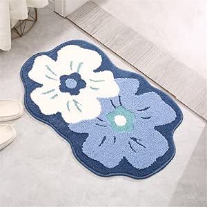JIANGLANY Cute Flower Bath Mat Warm Fluffy Thick Plush Bathroom Rugs ...
