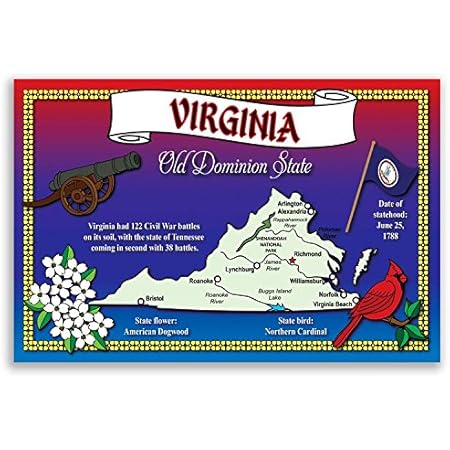 Amazon.com : VIRGINIA STATE MAP postcard set of 20 identical postcards ...