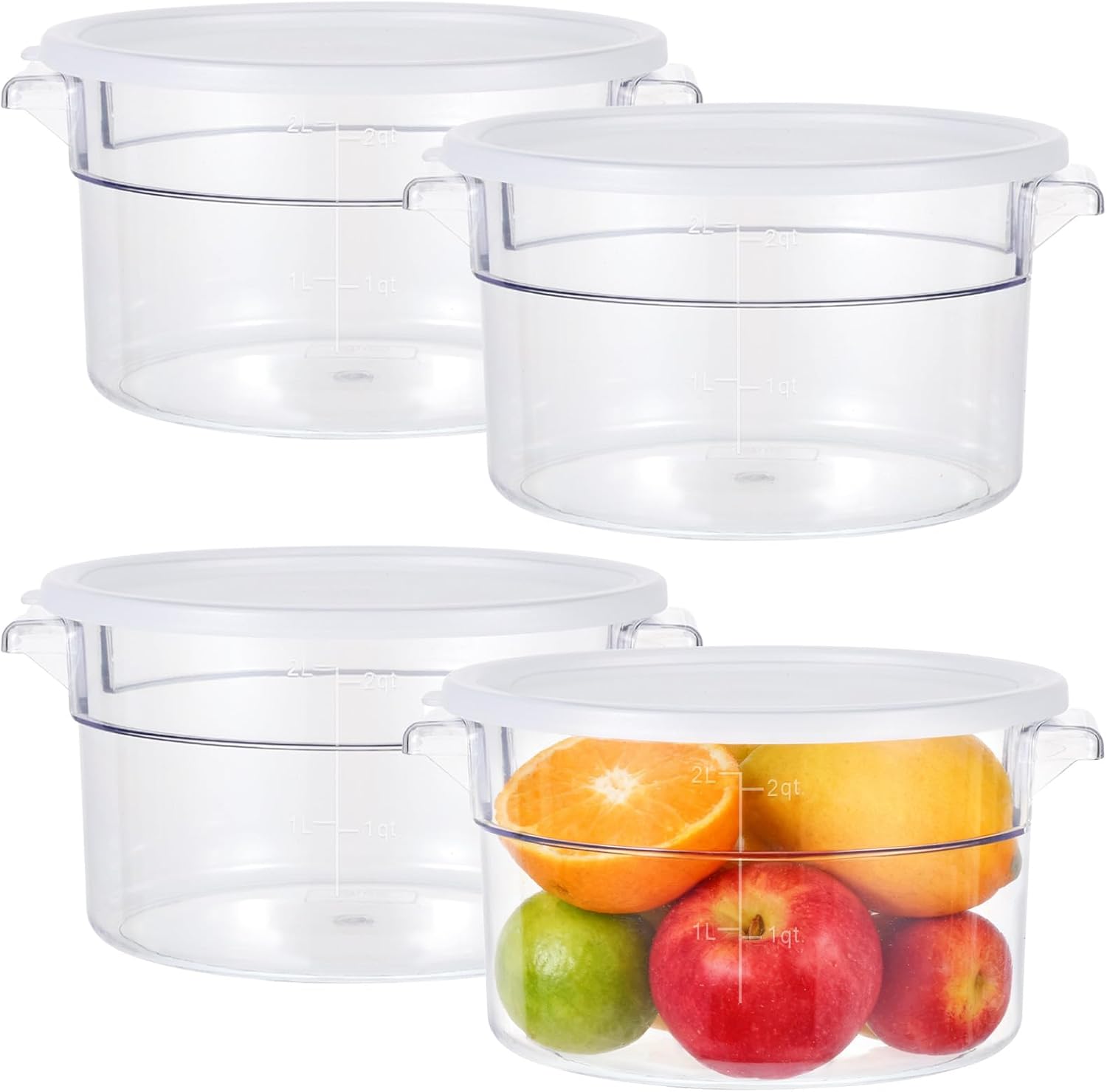 Amazon.com: Wopgrty 4 Pcs Round Food Storage Container, Transparent ...