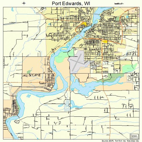 Large Street & Road Map of Port Edwards, Wisconsin WI - Printed poster ...