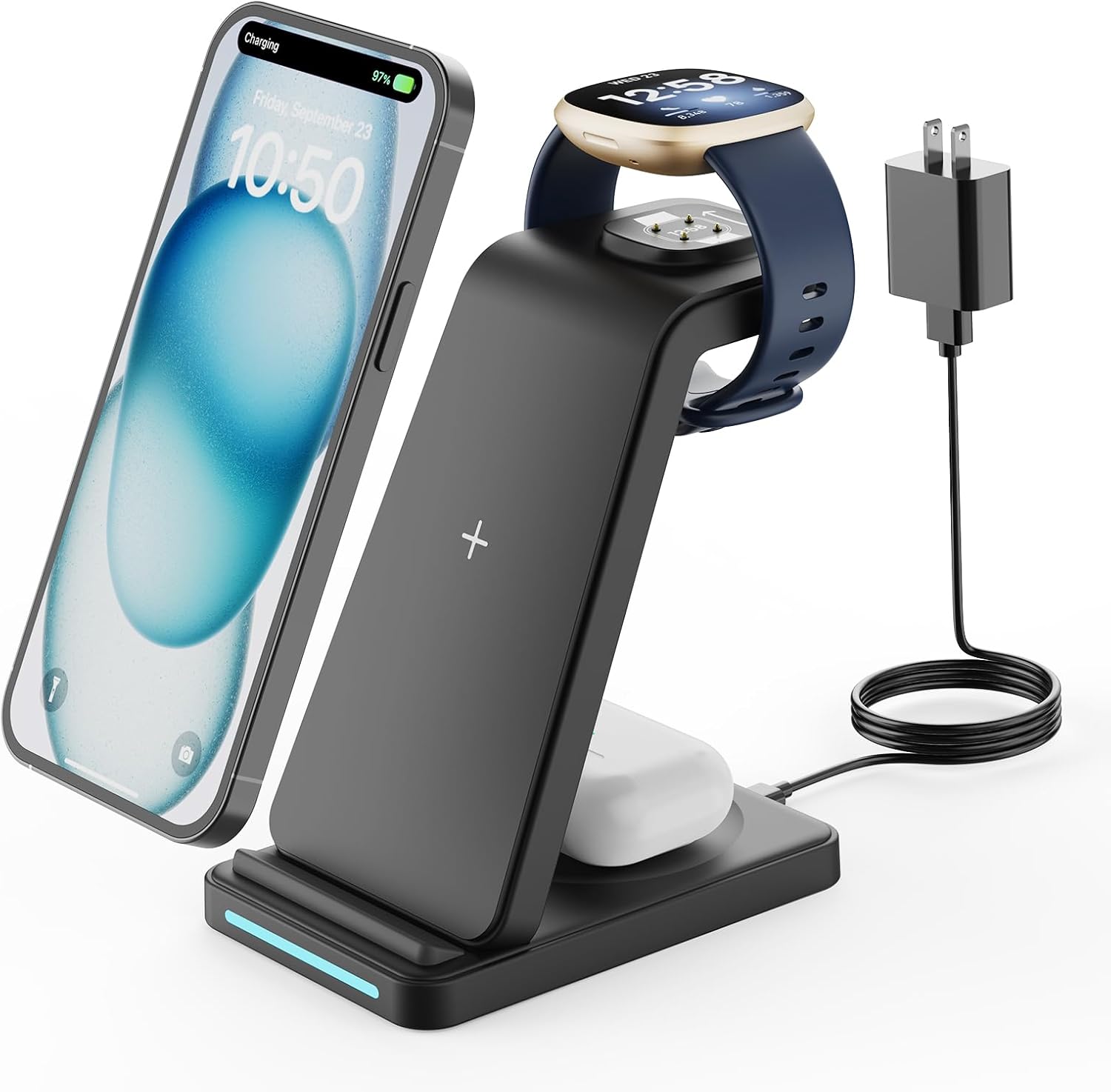 Amazon.com: Wireless Charger for Fitbit Charging Station - GEEKERA 3 in ...