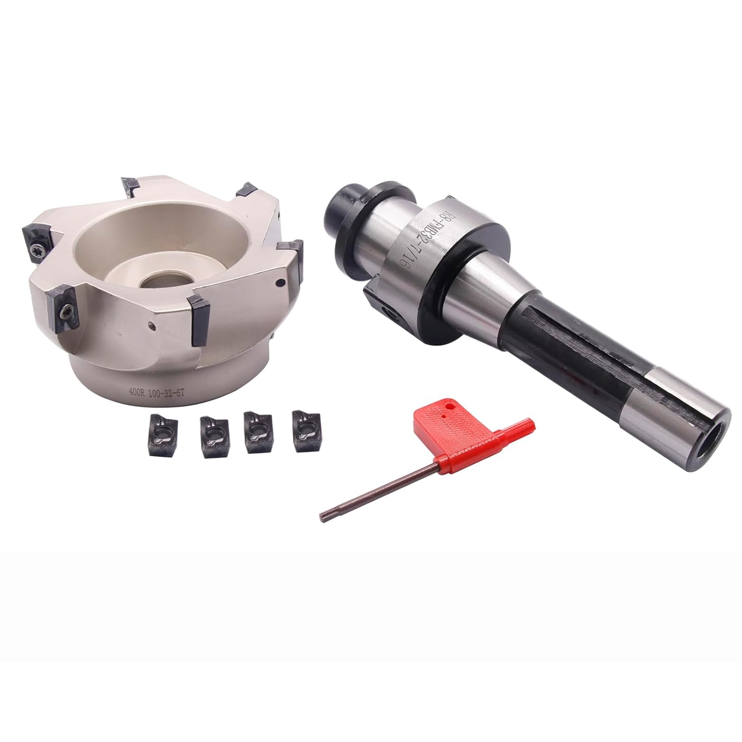 R8 FMB32 7/16-20 Shank Face End Mill Arbor and 4"/100mm Cutting ...