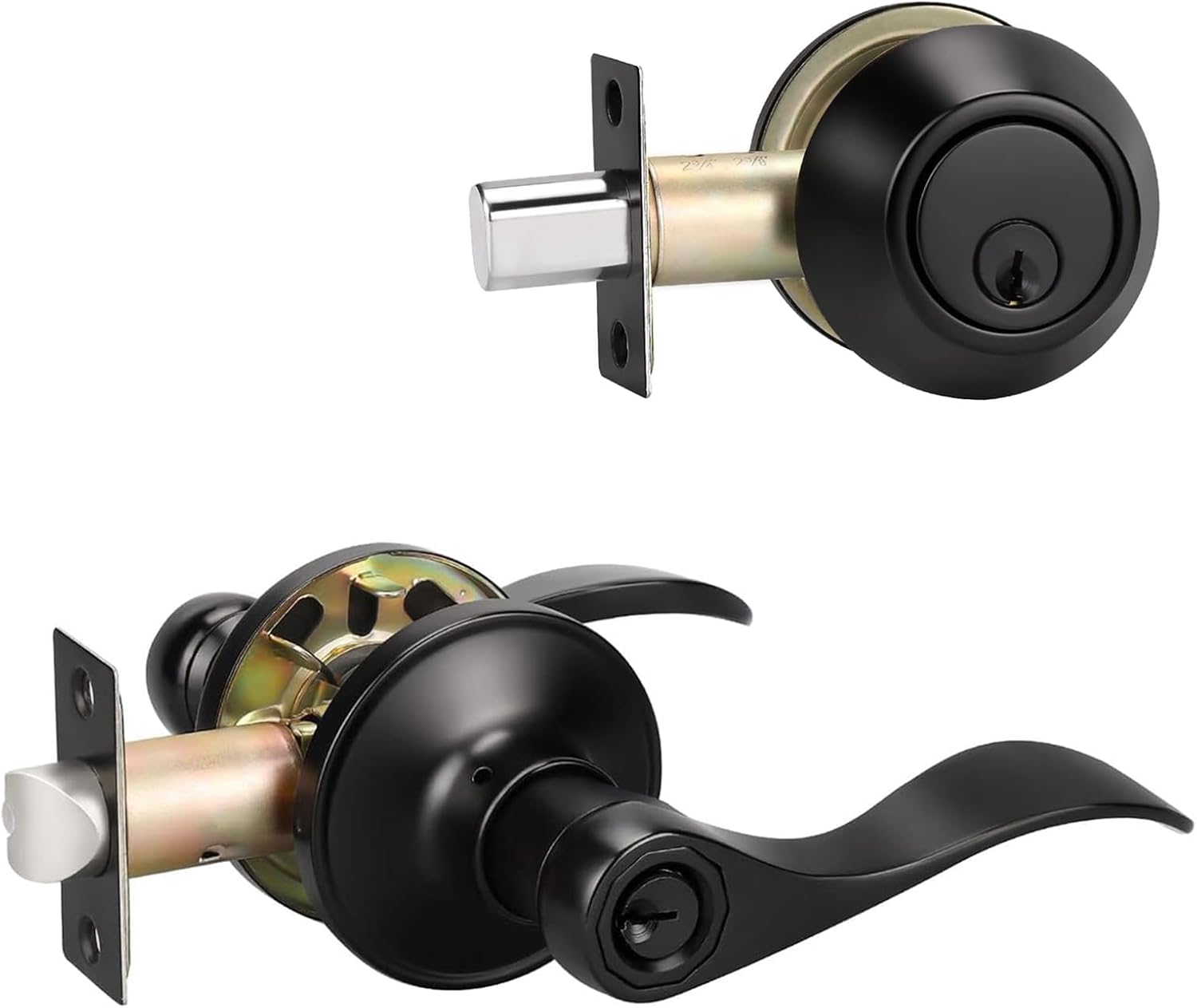 KNOBWELL 3 Pack Entrance Lever Door Handle Exterior Door Handle Single ...