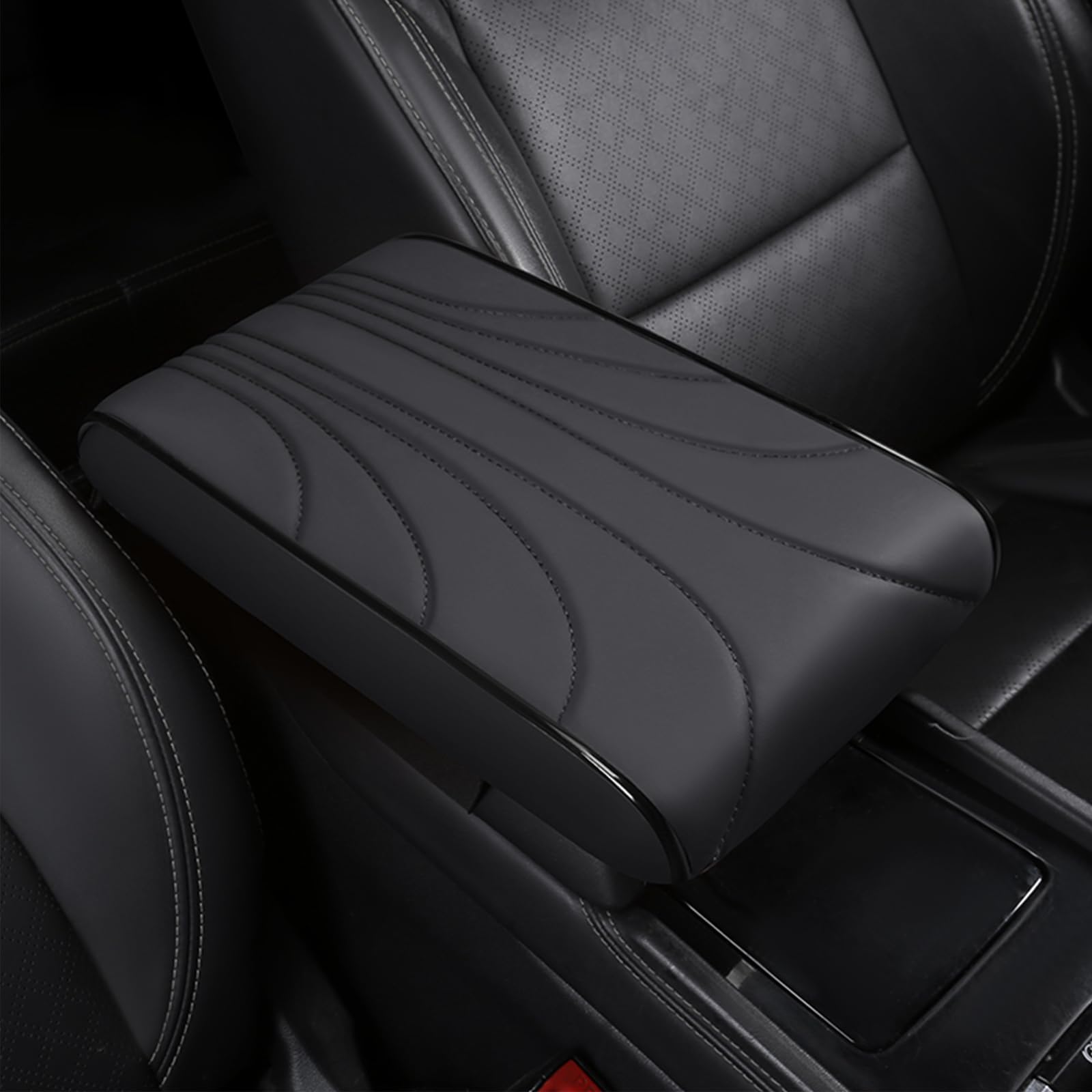 Snapklik.com : Car Center Console Cover, Breathable Leather Armrest ...