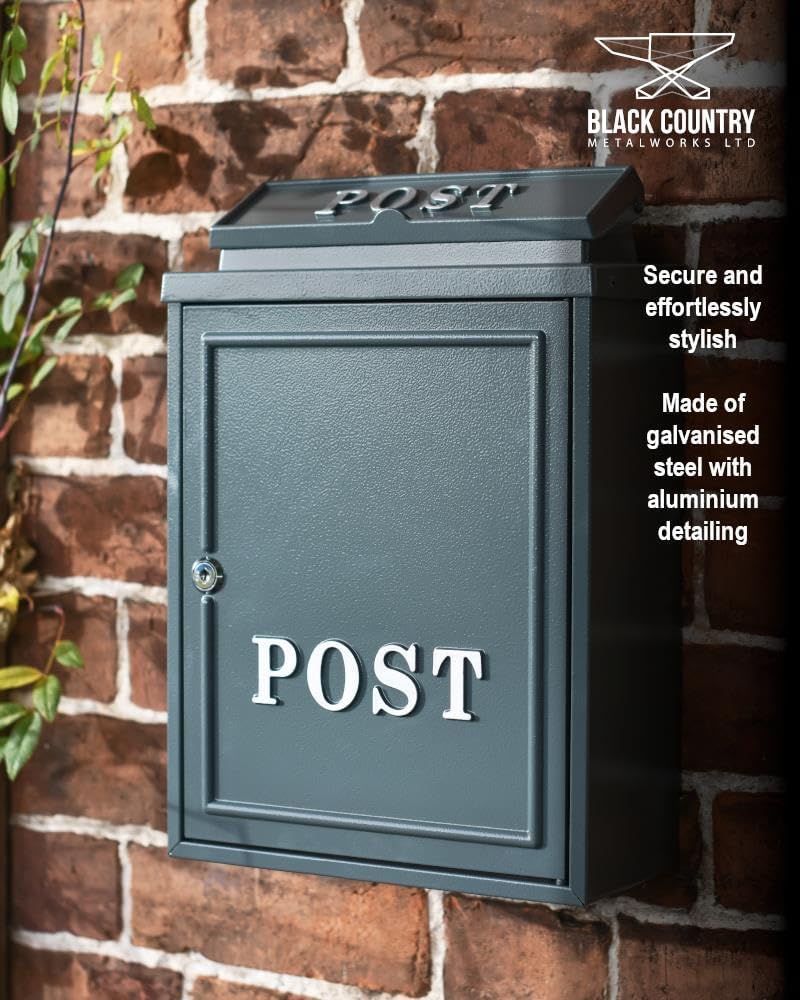 Grey "Oxford" Wall Mounted Post Box with Silver Text : Amazon.co.uk ...