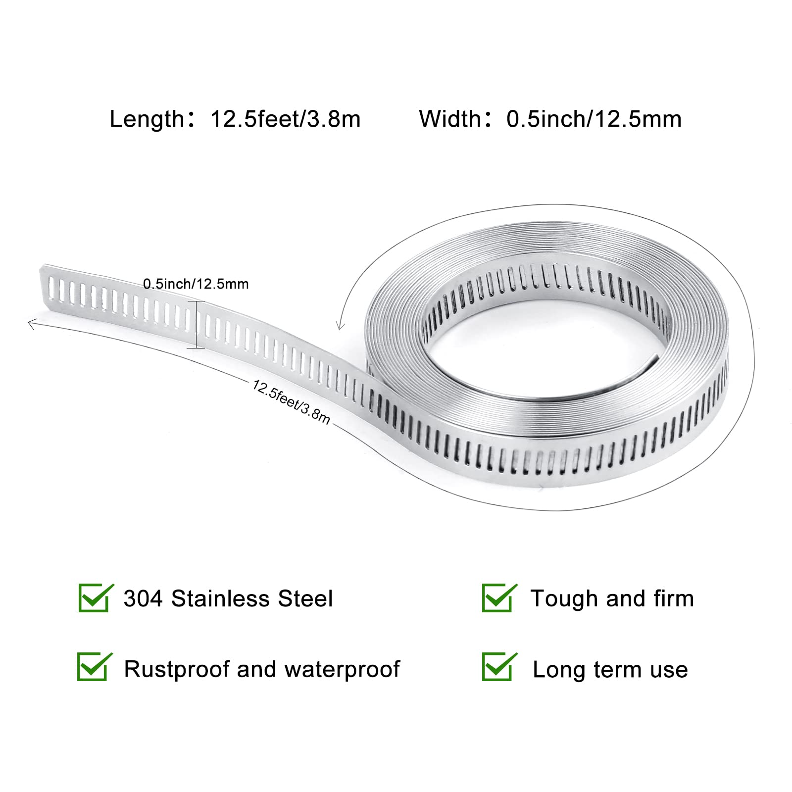Snapklik.com : Hose Clamps, DIY 12.5 FT Metal Strap + 8 Fasteners, Hose ...