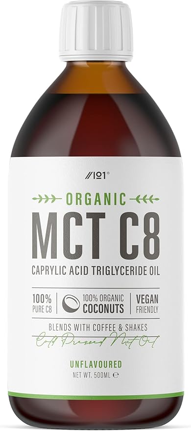 Organic C8 MCT Oil - 500ml - 100% Pure Cold Pressed C8 MCT - Premium Coconut Oil, Sustainably ...